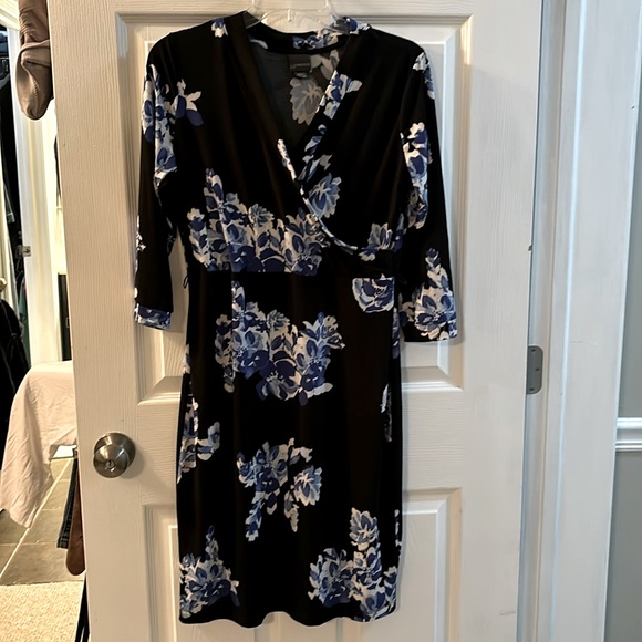 Covington | Dresses | Covington Petite Mp Navy Blue Floral Dress | Poshmark